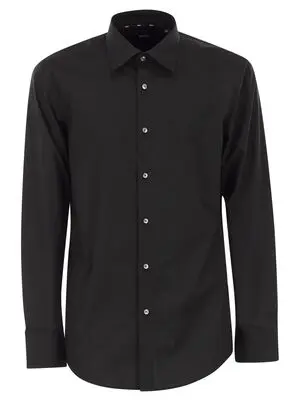 BOSS Slim Fit Shirt In Easy-iron Stretch Cotton Poplin - Black