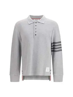 Thom Browne Piqué Long-sleeve Polo - Gray