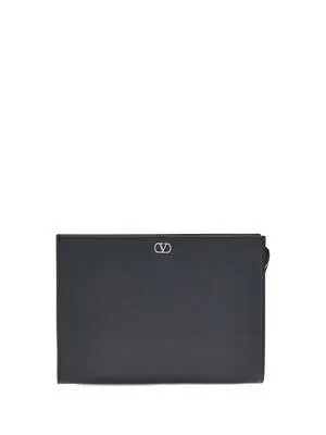 Valentino Garavani Vlogo Signature Grained Calfskin Pouch - Black