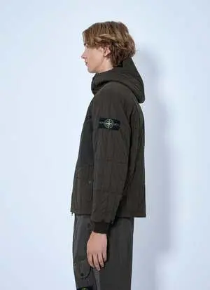 Stone Island Quilted Hooded Jacket - Brown