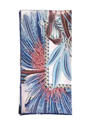 FERRAGAMO Ivory And Blue Fiori E Farfalle-print Silk Scarf - Multicolor