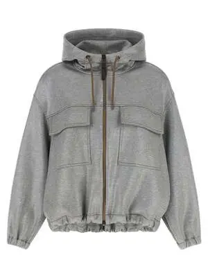 Brunello Cucinelli Shiny Zipper Pull' Bomber Jacket - Silver