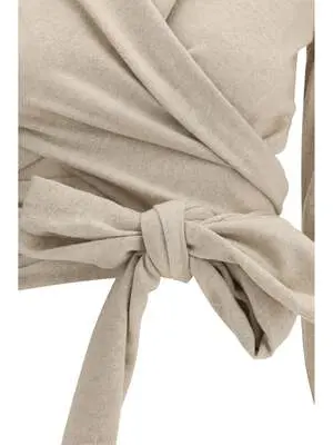 Alaïa Wool Cashmere Wrap Top - Cream