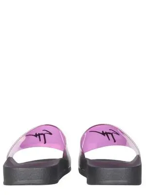 GIUSEPPE ZANOTTI Slide Sandals With Logo - Pink
