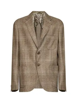Etro Beige Prince Of Wales Wool Single-breasted Blazer - Multicolor