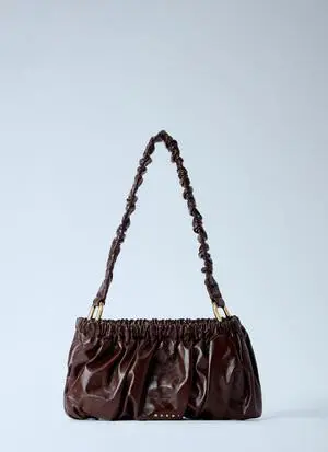 Marni Ruched Leather Shoulder Bag - Brown