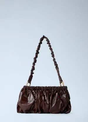 Marni Ruched Leather Shoulder Bag - Brown