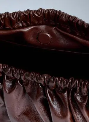 Marni Ruched Leather Shoulder Bag - Brown
