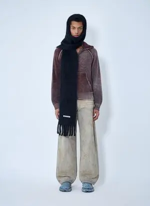 Acne Studios Fringed Wool Scarf - Black