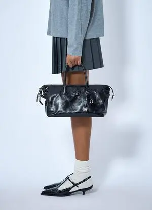 Miu Miu Leather Top Handle Bag - Black