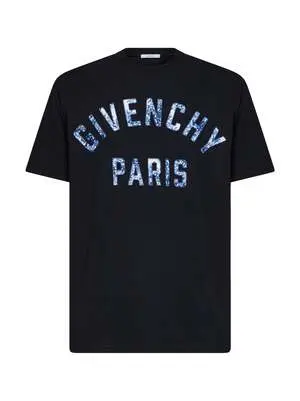 Givenchy Black Cotton T-shirt With Paris Pompom Embroidery - Multicolor