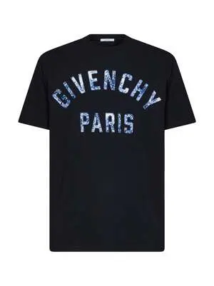 Givenchy Black Cotton T-shirt With Paris Pompom Embroidery - Multicolor