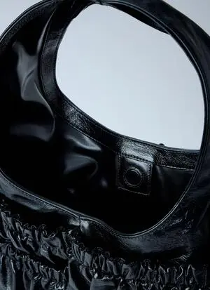Marni Gathered Leather Shoulder Bag - Black