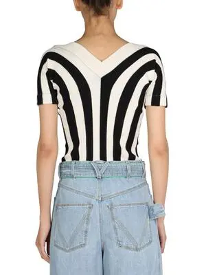 Bottega Veneta Striped Pattern Top - Black