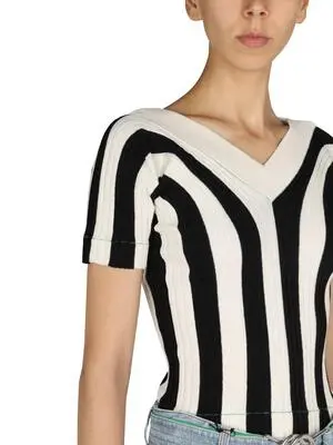 Bottega Veneta Striped Pattern Top - Black