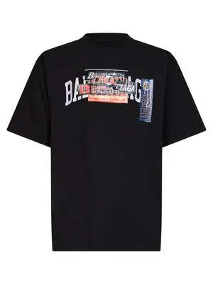 Balenciaga Black Bumper Stickers Medium Fit T-shirt - Multicolor