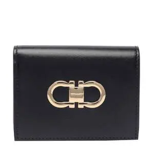 FERRAGAMO Gancini Compact Wallet - Black
