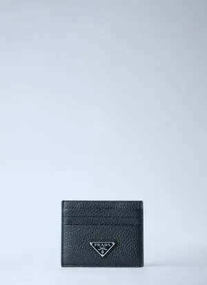Prada Pebbled Leather Bi-fold Wallet - Black