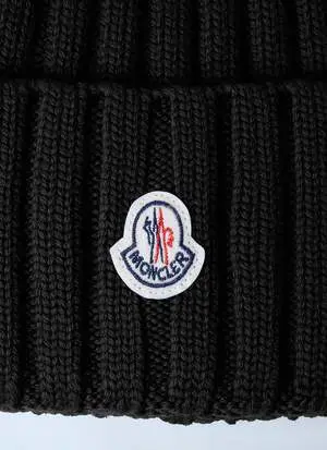 Moncler Logo Patch Beanie Hat