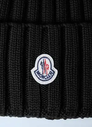 Moncler Logo Patch Beanie Hat