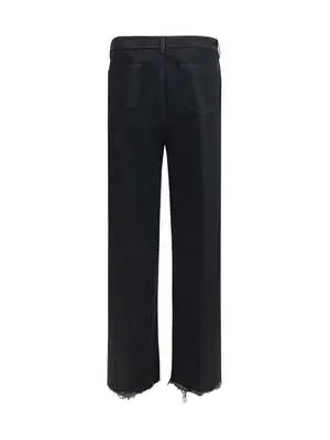 Rick Owens Frayed Hem Cotton Jeans