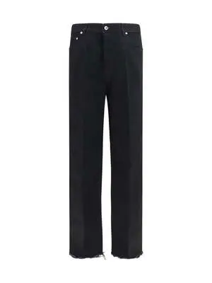 Rick Owens Frayed Hem Cotton Jeans - Black
