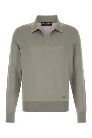 Dolce & Gabbana Grey Silk Polo Shirt - Gray