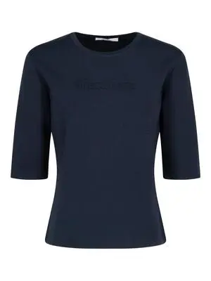 Max Mara Knitted Jersey Short-sleeved Top - Blue