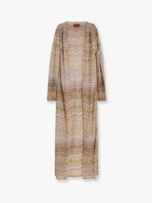 Missoni Long Chevron Motif Cardigan With All-over Sequins - Multicolor