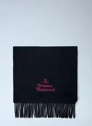 VIVIENNE WESTWOOD Embroidered Fringe Scarf - Black