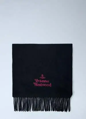 VIVIENNE WESTWOOD Embroidered Fringe Scarf - Black