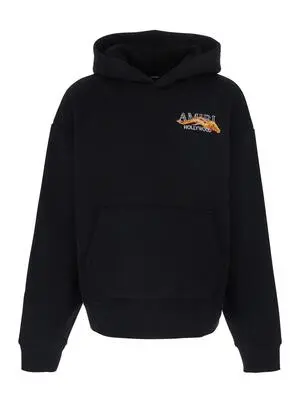Amiri Hooded Sweatshirt With Fixed Hood And Lettering Logo On Front And Back In Black Cotton For - Multicolor