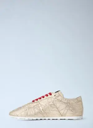 Marni Crinkled Metallic Leather Sneakers - Gold
