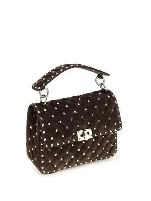 Valentino Garavani Medium Rockstud Spike Suede Top Handle Bag