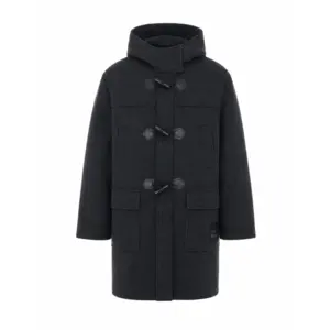 GANNI Logo Wool Peacoat - Gray