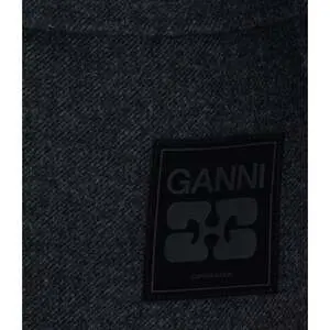 GANNI Logo Wool Peacoat