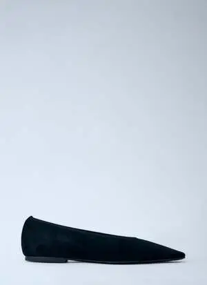 TOTEME Minimalist Suede Ballerinas Flats - Black