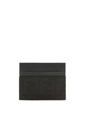 Fendi Ff Jacquard And Leather Card Holder - Black
