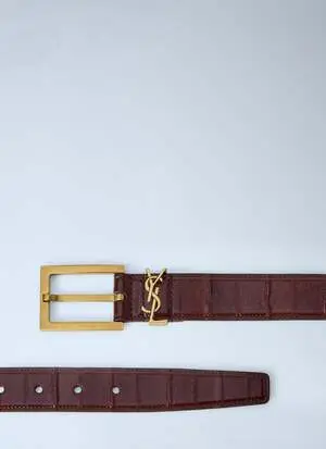 Saint Laurent Logo Buckle Leather Belt