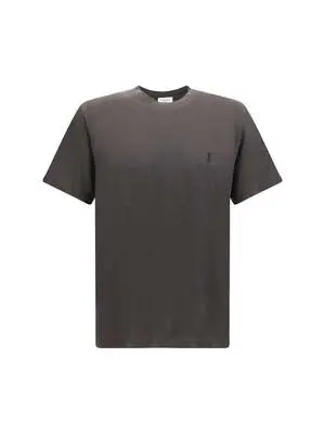 Saint Laurent Cassandre Silk And Cotton T-shirt - Brown