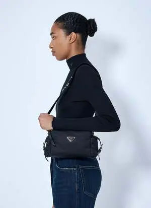 Prada Explore Small Re-nylon And Leather Shoulder Bag - Black