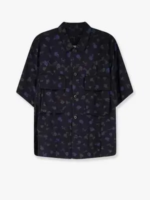 Sacai Cotton Blend Shirt With Floral Print - Black