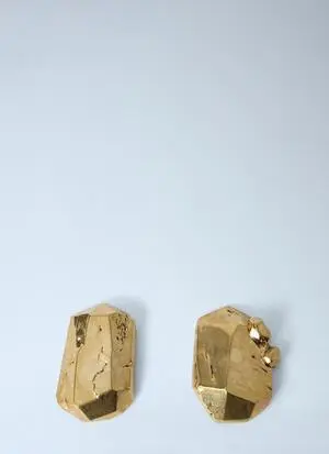 Saint Laurent Faceted Metal Stud Earrings - Gold