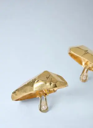 Saint Laurent Faceted Metal Stud Earrings