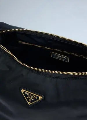 Prada Re-nylon And Leather Shoulder Bag - Black