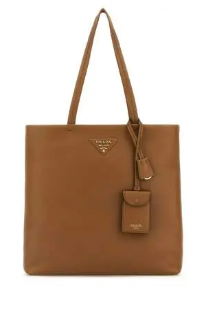 Prada Camel Leather Shopping Bag - Brown