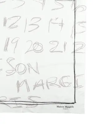 MAISON MARGIELA Numerical Silk Scarf - White