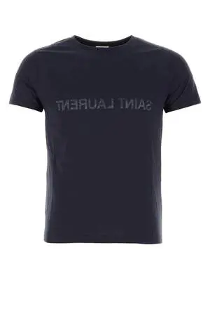 Saint Laurent Navy Cotton T-shirt - Blue