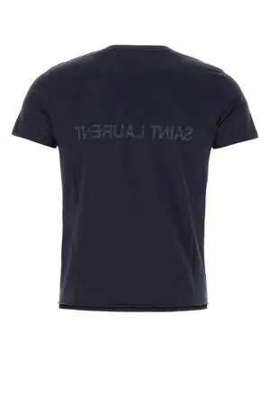 Saint Laurent Navy Cotton T-shirt - Blue