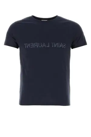 Saint Laurent Navy Cotton T-shirt - Blue
